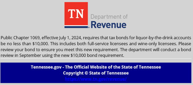 TN Liquor Tax Bond Changes: $10K Minimum for Licenses